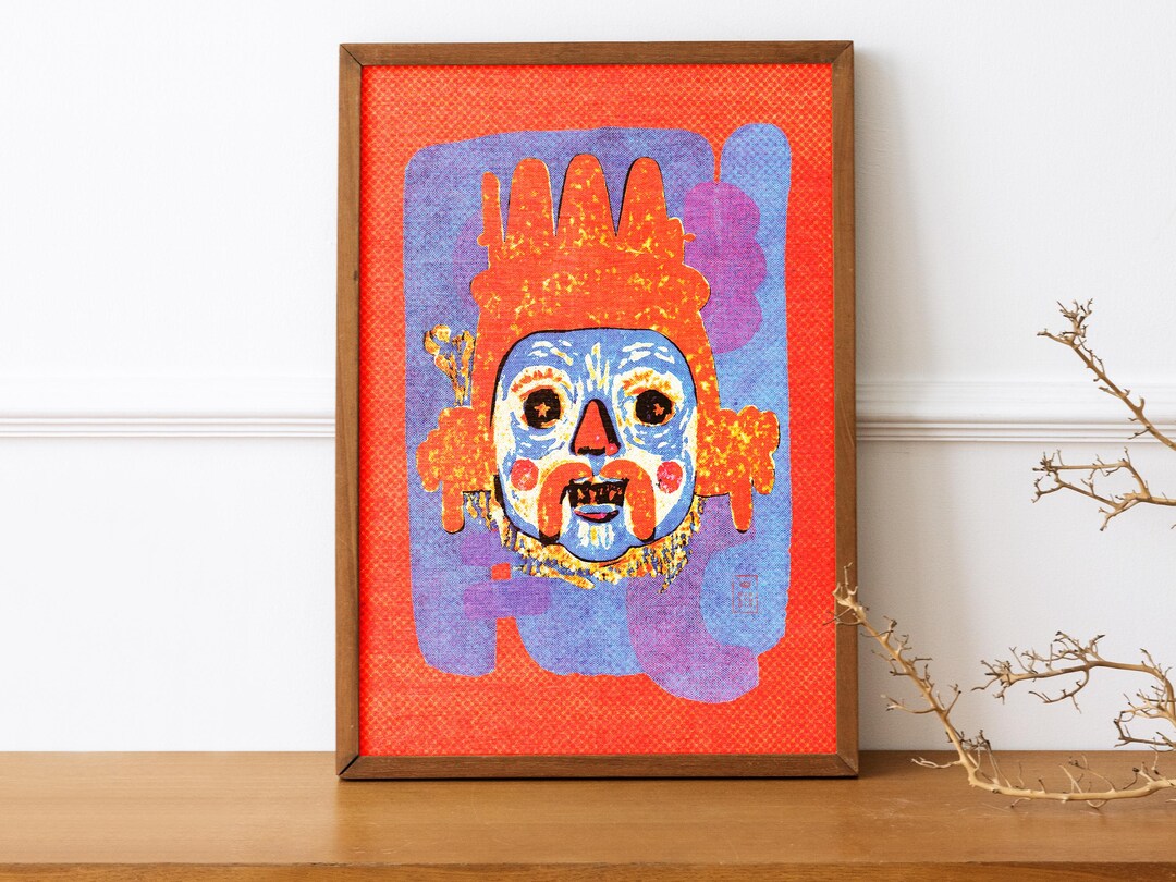 Tlaloc God of Rain - Red | Aztec Gods, Mexican Art, Bright Prints - Etsy