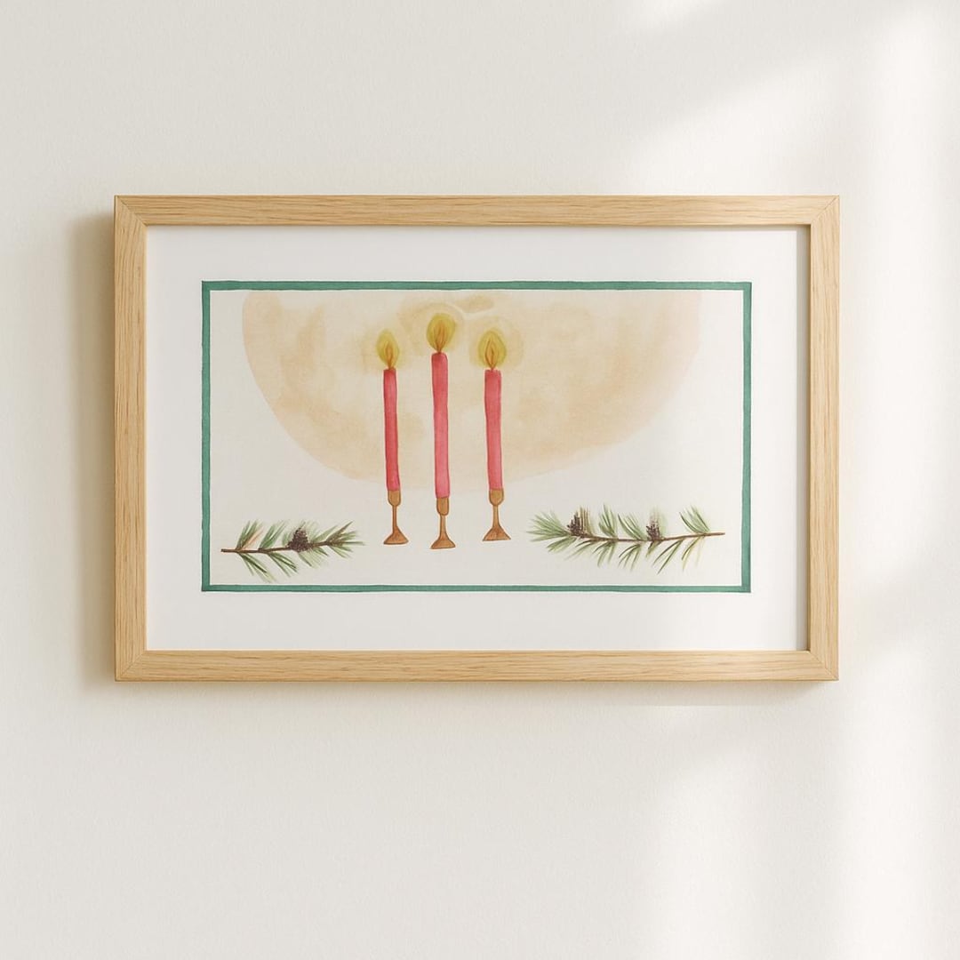 Red Christmas Spiritual Candle Print - Moody Holiday Decor - Cozy ...