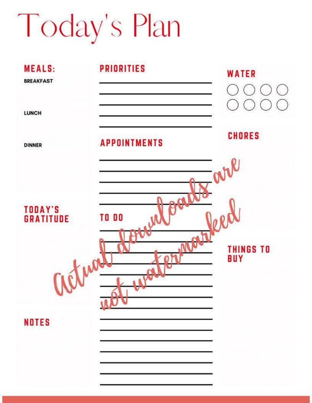 Printable Daily Plan (docket) - Digital Download - Etsy