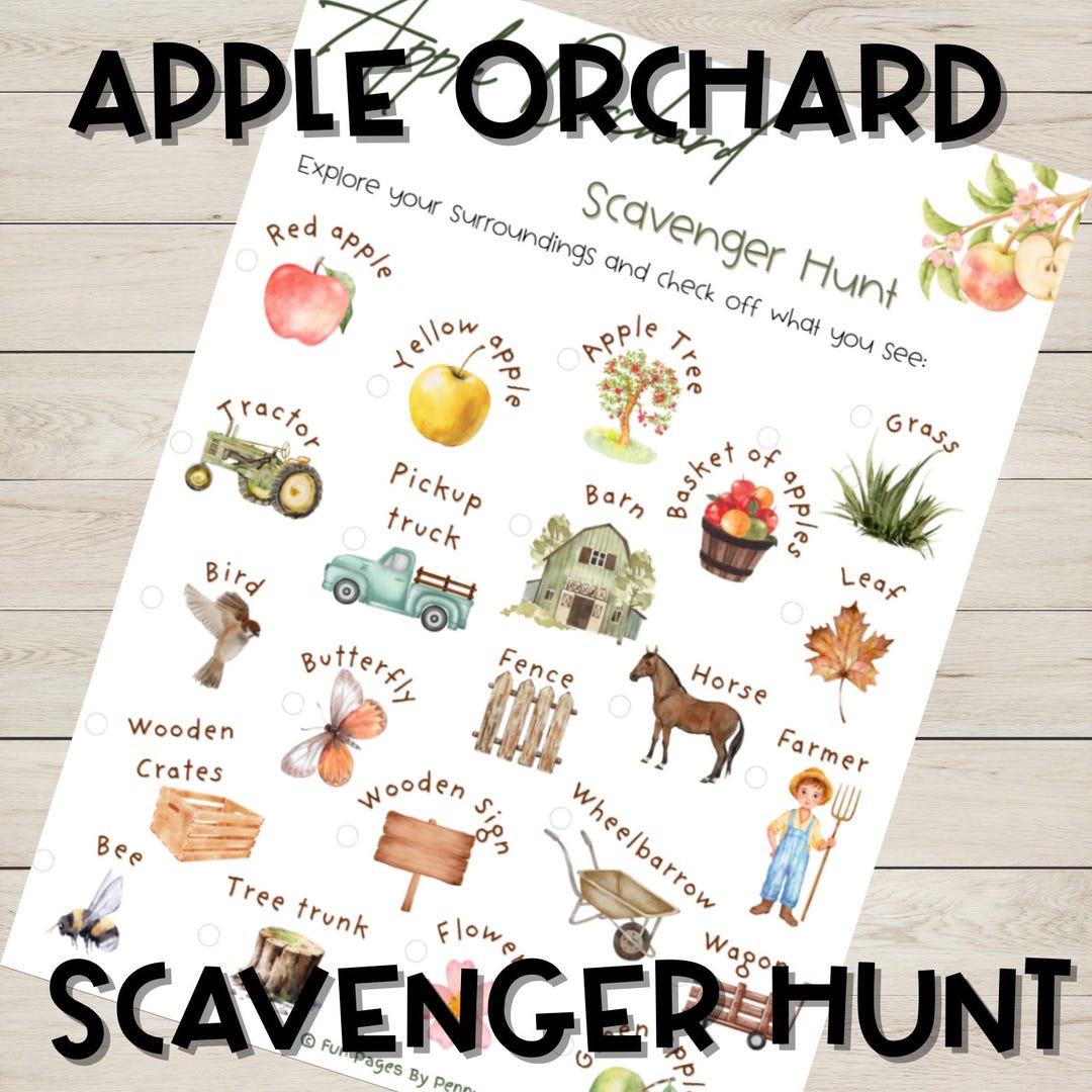 Apple Orchard Scavenger Hunt Printable | Fall Farm Field Trip Activity ...