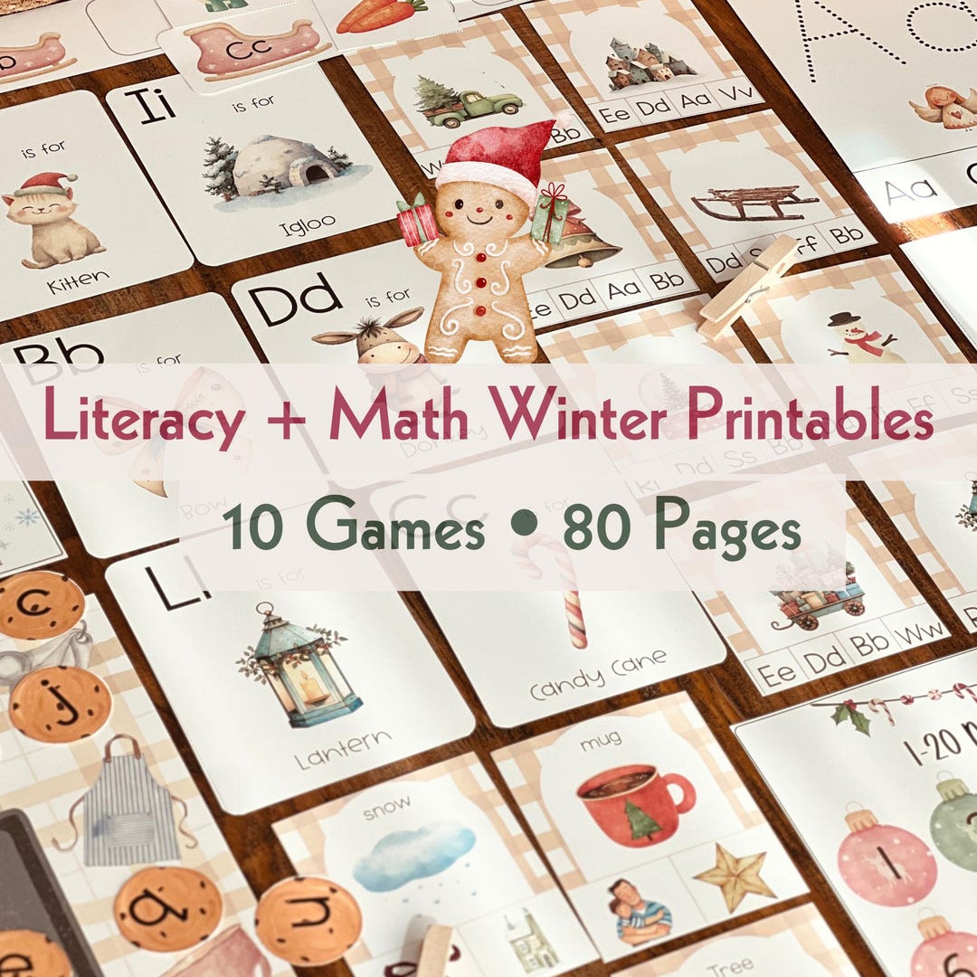 Literacy & Math Printable Bundle | Christmas Preschool Worksheets ...