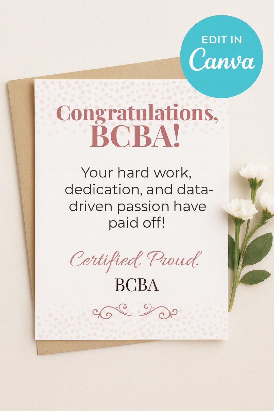 Editable BCBA Congratulations Card | Canva Template (digital Download ...