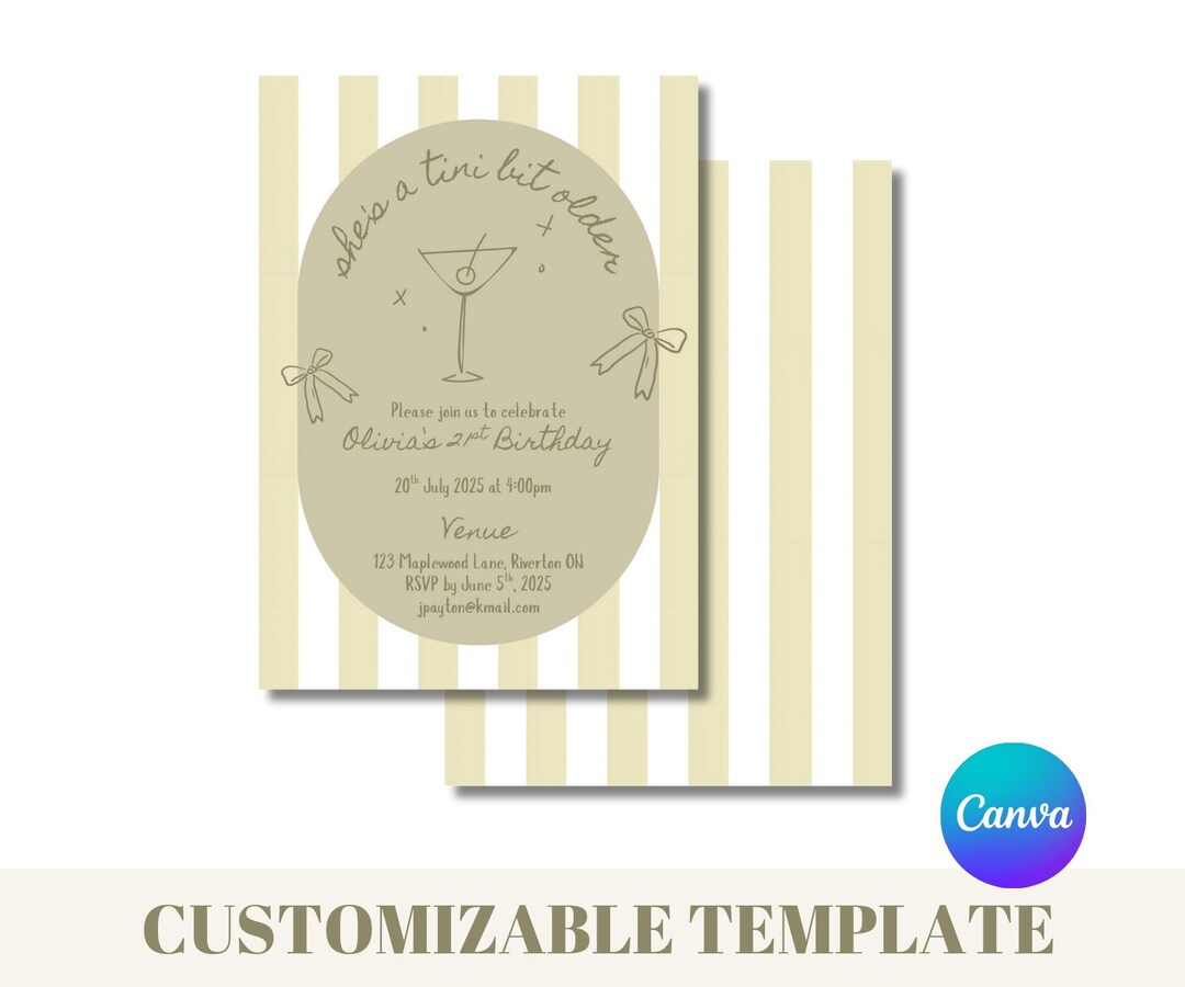 Trendy Birthday Invitation Template: Editable Canva Invite (5x7 Inches ...