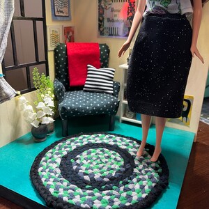 7 MINIATURE Braided Rug 1:12 or 16 Scale Barbie Dollhouse Rug ...