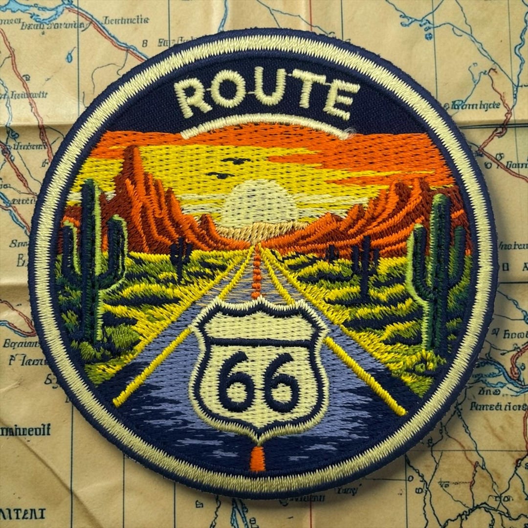 Route 66 Patch 3-Zoll-Eisen Auf Gestickt Historische Route 66 Wüste ...