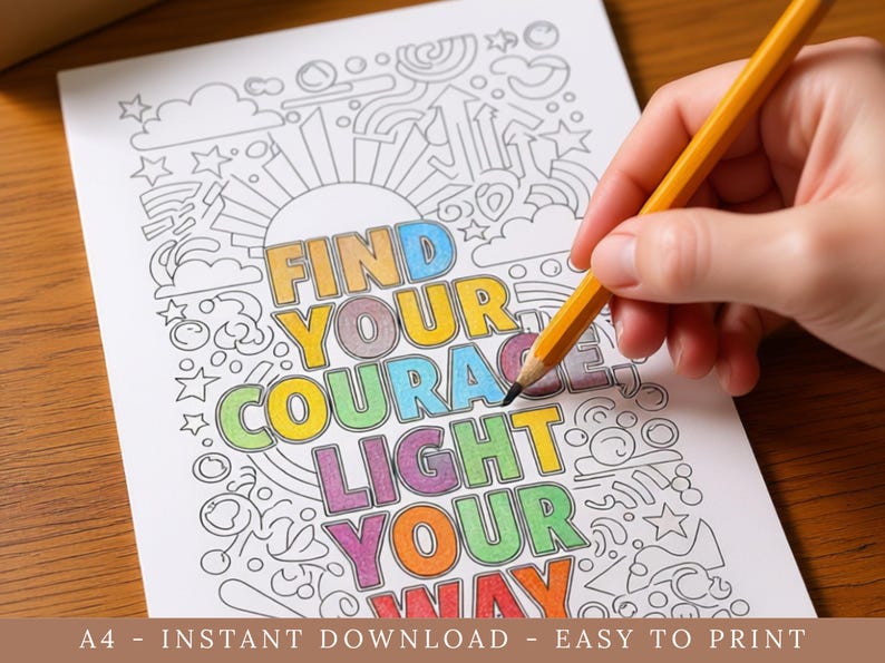 Adult Colouring Book: Courage Quotes for Stress Relief (digital ...