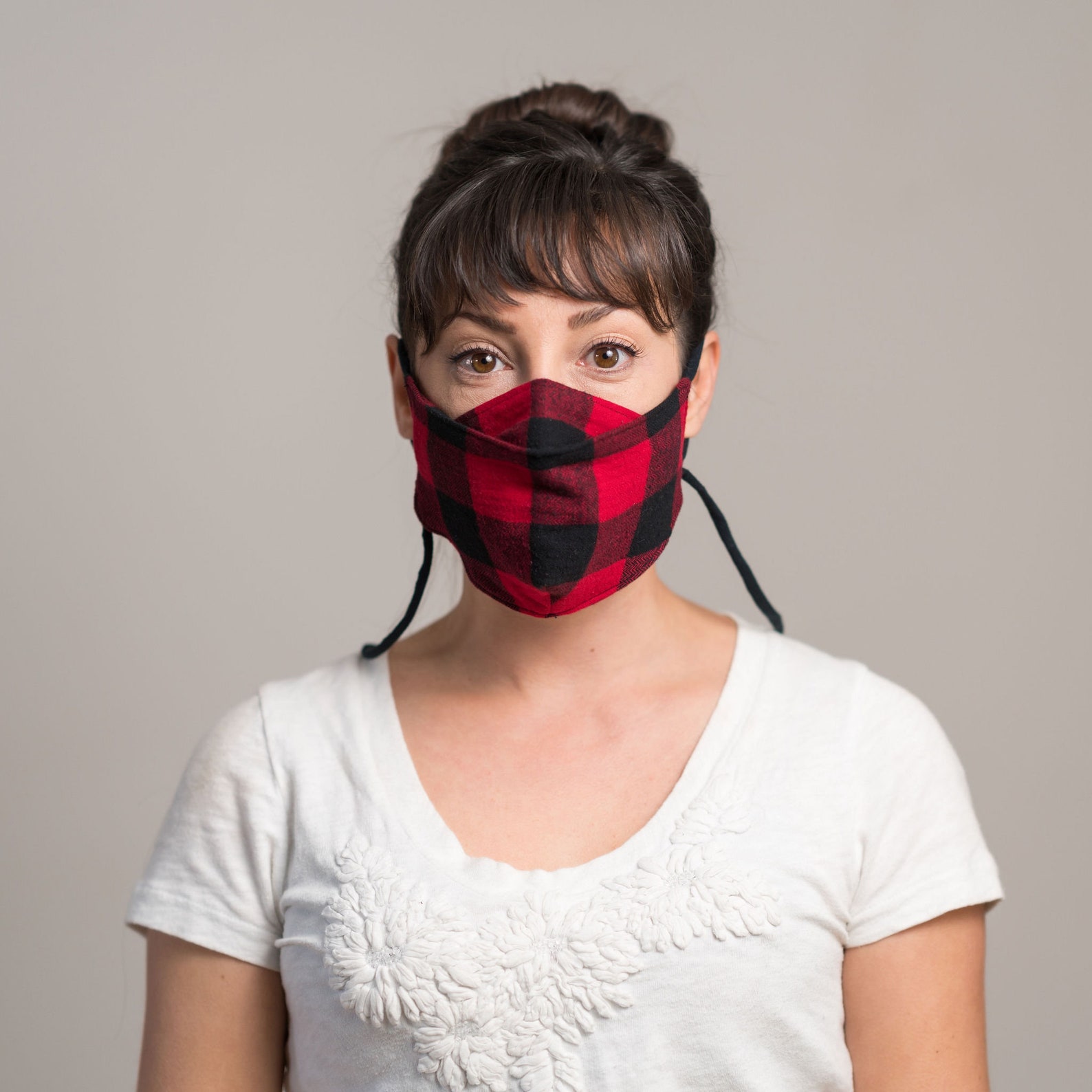 Cozy Flannel Face Masks - Tartan Plaid Christmas Face Mask, Black and ...