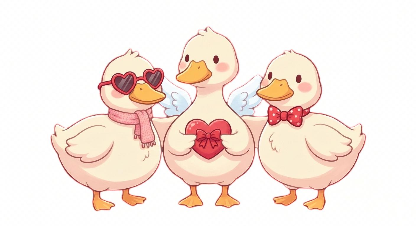 Valentine Ducks PNG | Cute Love Ducks Clipart | Valentine’s Day Duck ...