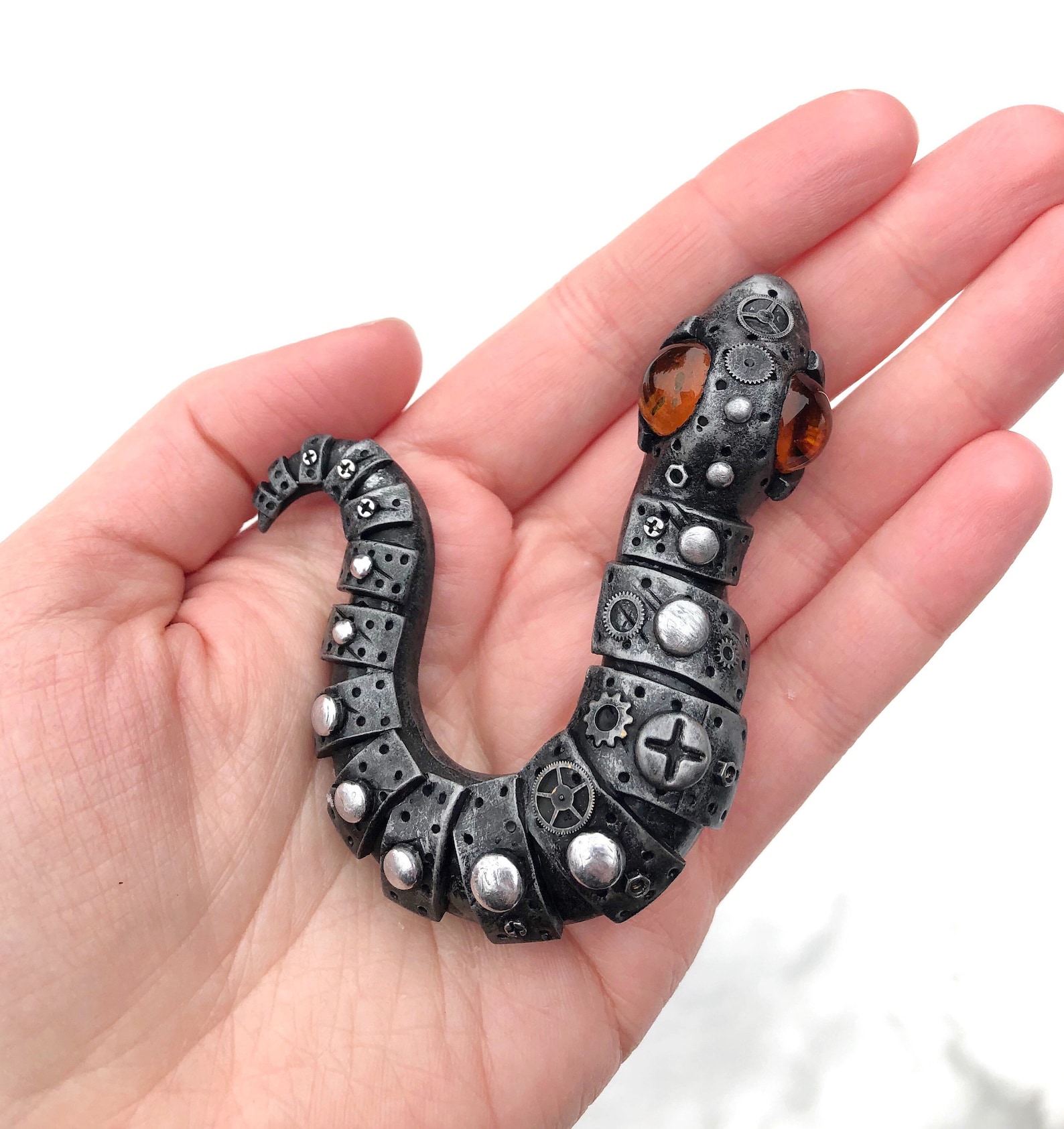 Silver Steampunk Snake sculpture | Etsy