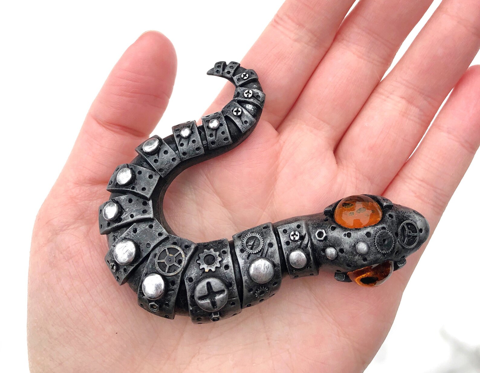 Silver Steampunk Snake sculpture | Etsy