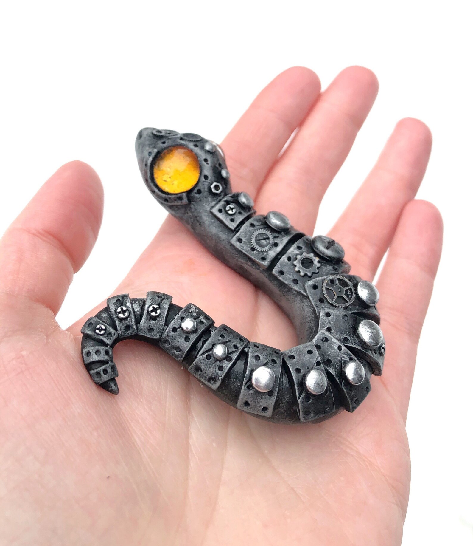 Silver Steampunk Snake sculpture | Etsy