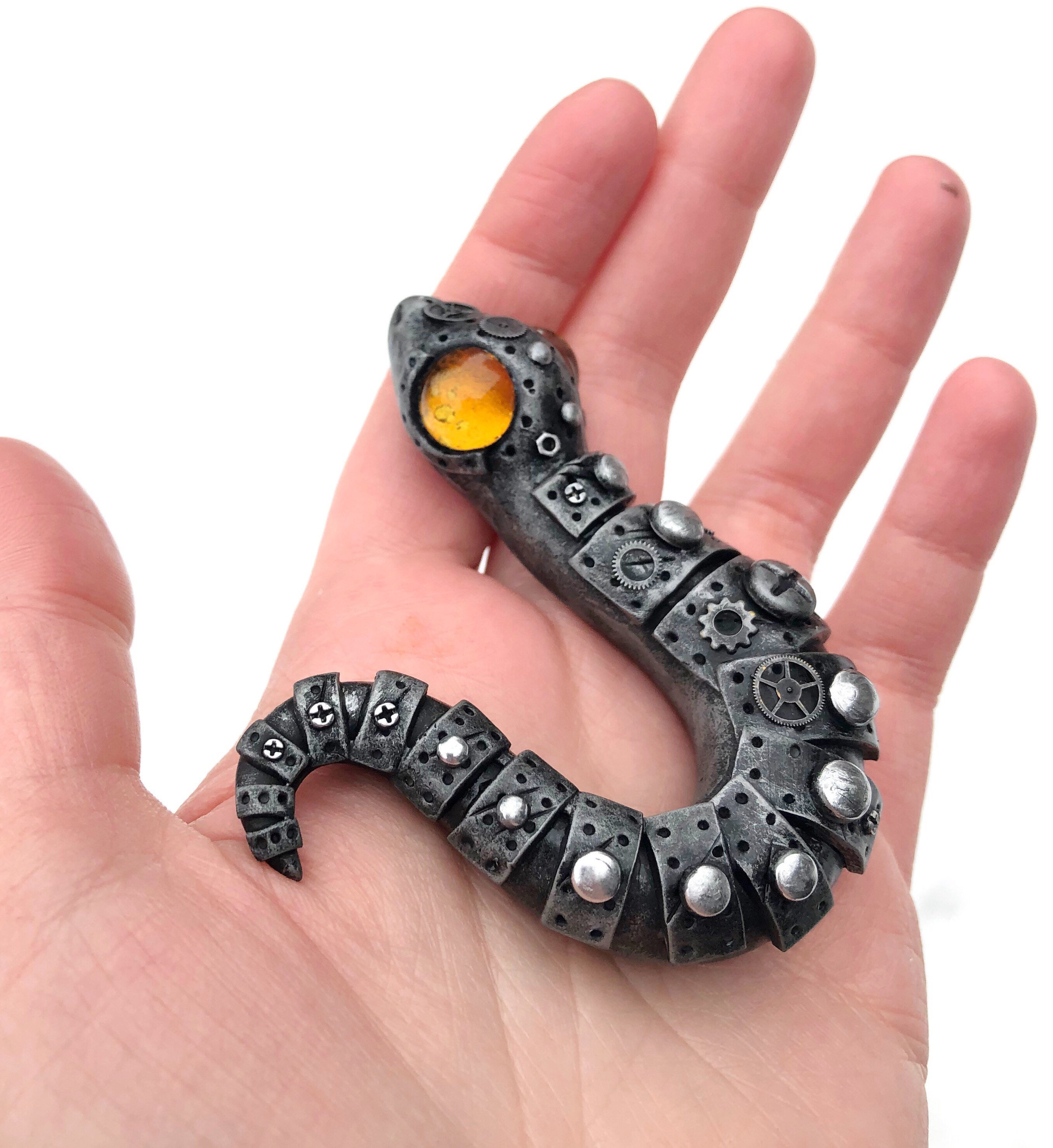 Silver Steampunk Snake sculpture | Etsy