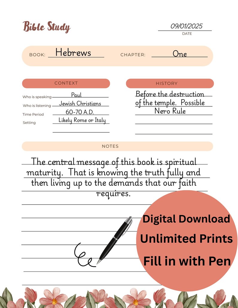 Fall Bible Study Template: Printable Daily Journal (digital Download ...