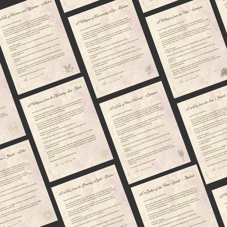 8 Sabbat Ritual Letters – Wheel of the Year Printable, Seasonal ...