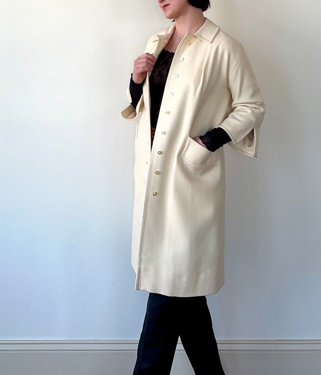 1960s Ivory Wool Coat Small - Etsy