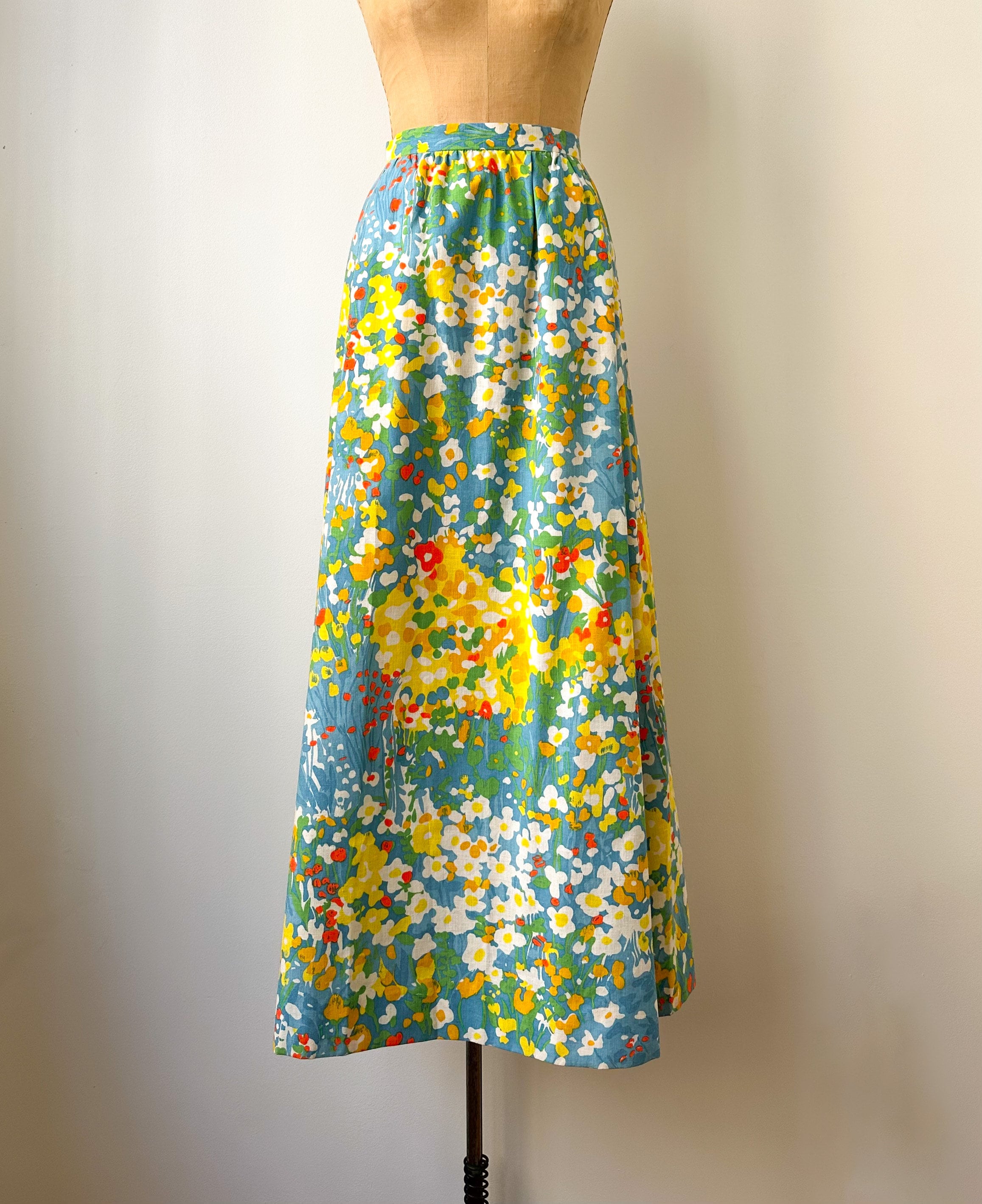 Gordon of Philadelphia Floral Cotton Maxi Skirt 26 Waist - Etsy