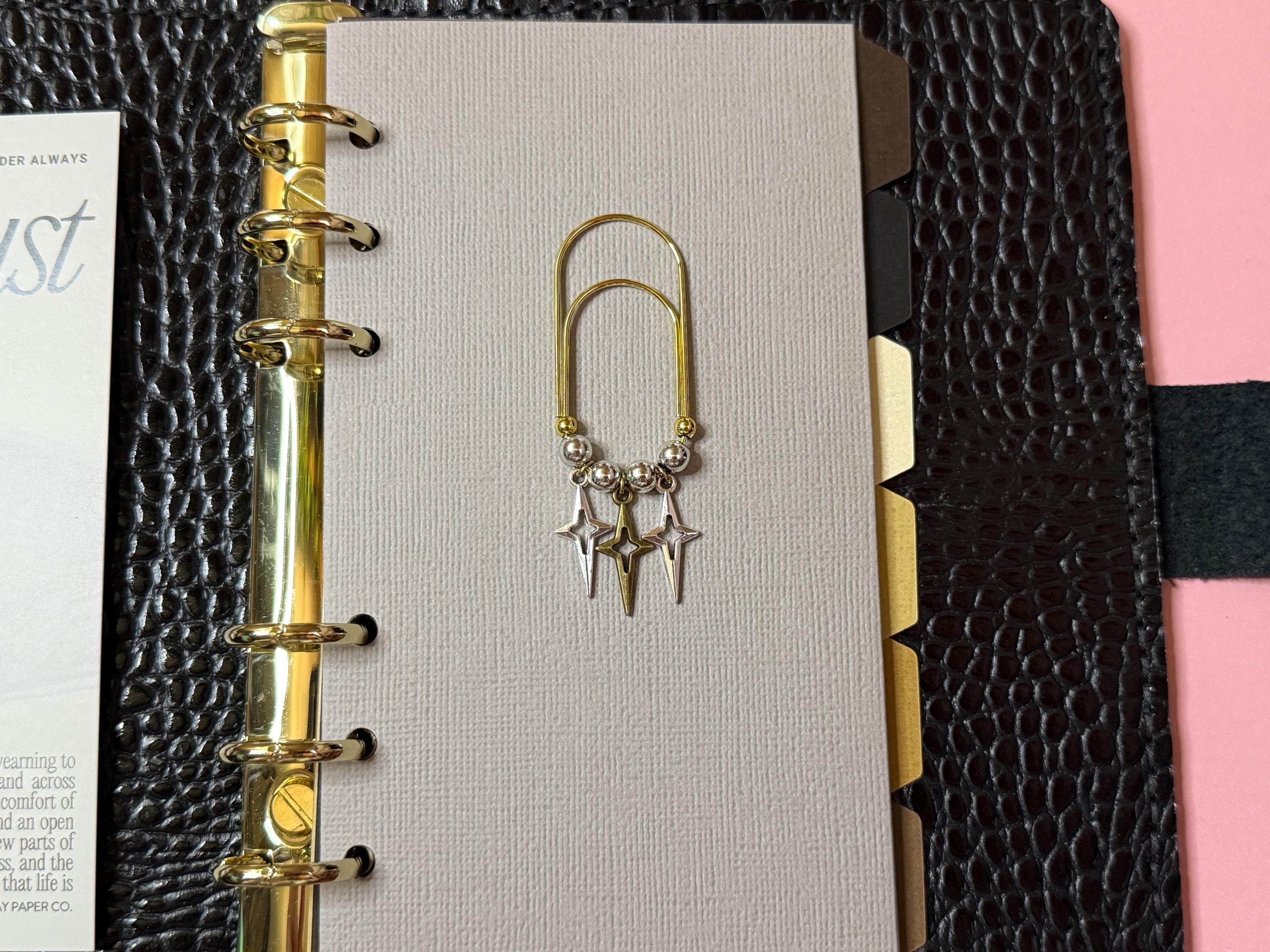 Silver Gold Brass Star Planner Binder Bookmark Clip - Etsy