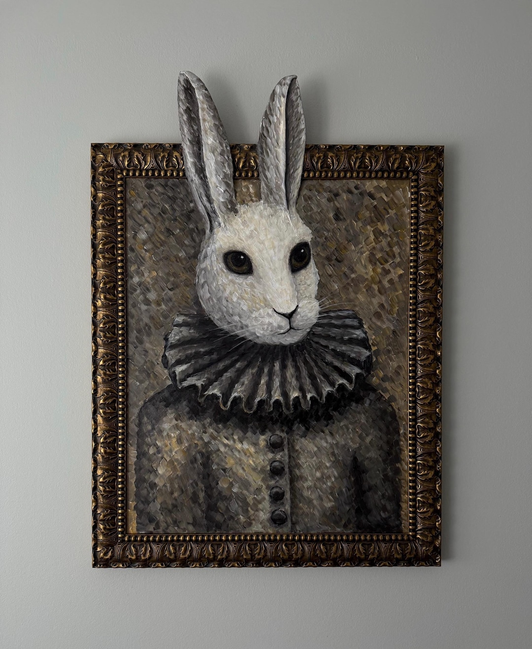 Surreal Rabbit Portrait – 3D Sculpting Mixed Media Acrylic Painting in ...