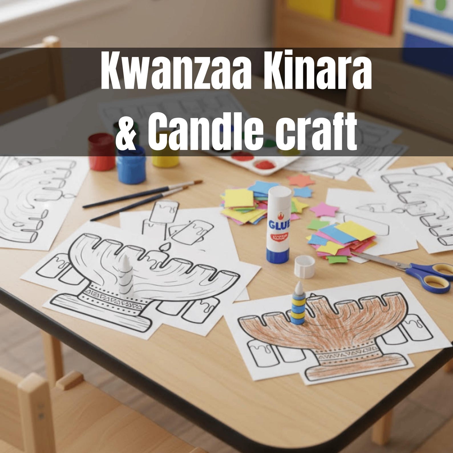 Kwanzaa Kinara Coloring Page & Kwanzaa Candles Printable | Cut and Glue ...