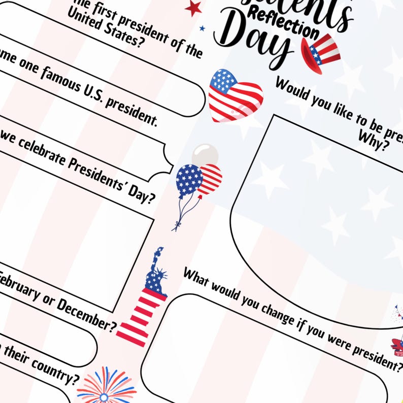 Presidents Day Printable for Kids |US History Reflection Worksheet ...
