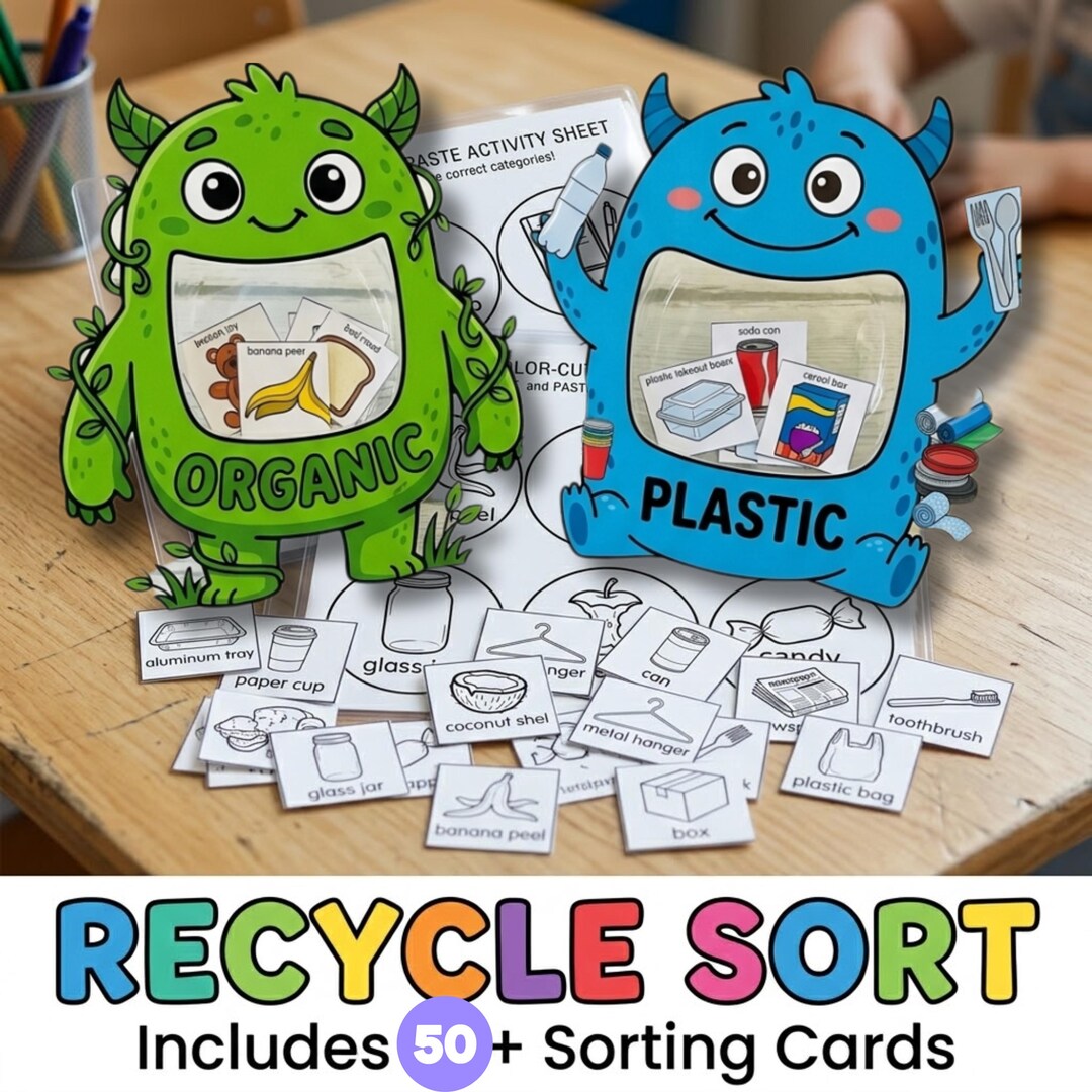 Recycling Activity for Kids Printable | Earth Day Cut and Paste Craft ...