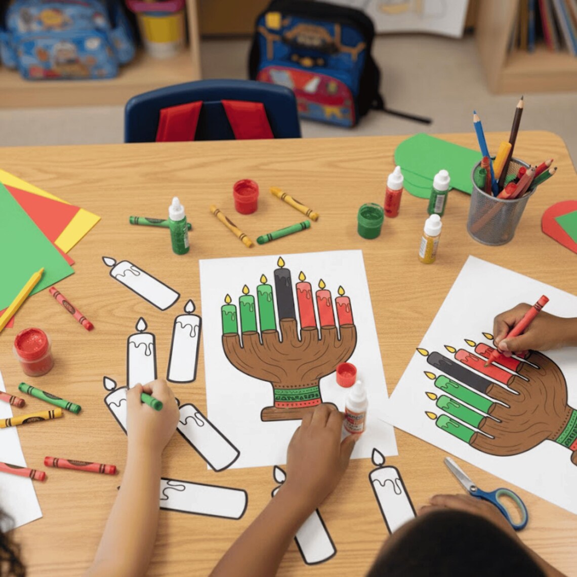 Kwanzaa Kinara Coloring Page & Kwanzaa Candles Printable | Cut and Glue ...