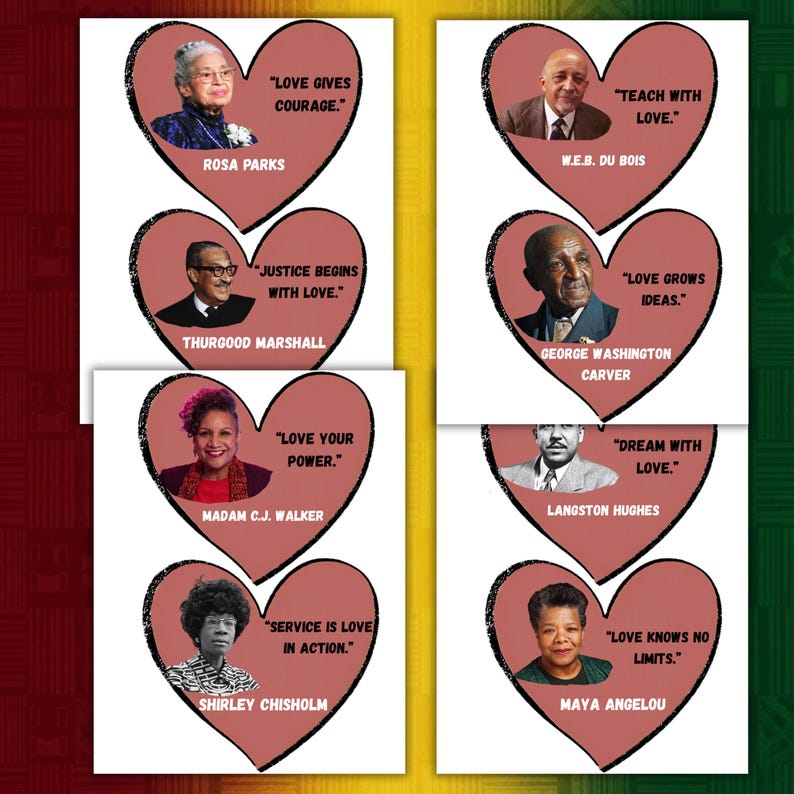 Black History Month Valentine Posters |heart of Black History Love ...