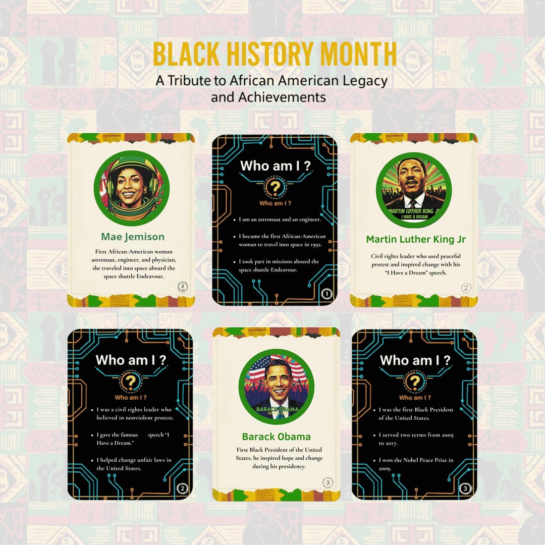Black History Month Cards Who Am I Game, African American Leaders ...