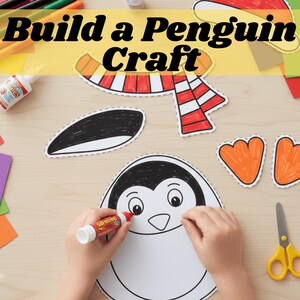 Build a Penguin Craft Printable | Winter Cut & Paste Activity for Kids ...