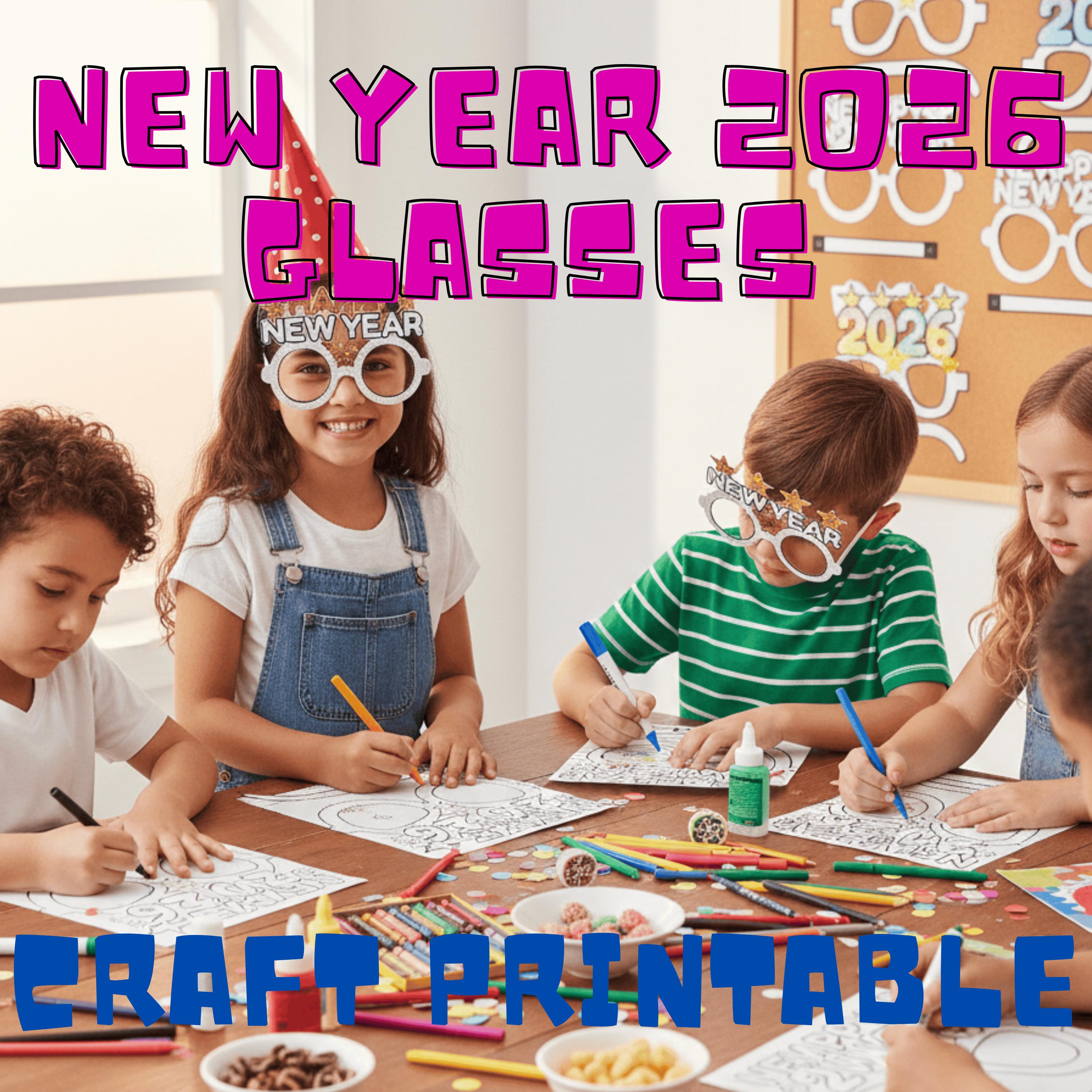 New Year 2026 Glasses Craft Printable, DIY New Year Glasses Template ...