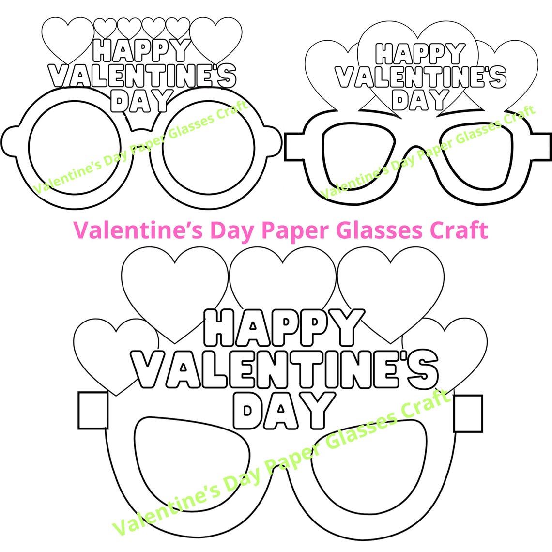 DIY Valentine’s Day Glasses Printable for Kids | Coloring Craft | Heart ...