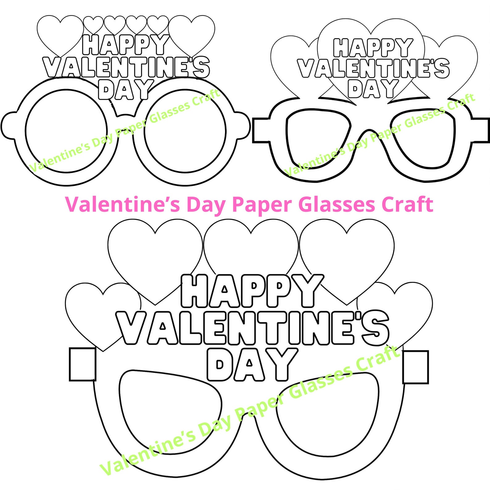 DIY Valentine’s Day Glasses Printable for Kids | Coloring Craft | Heart ...