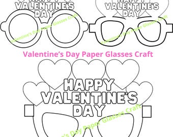 DIY Valentine’s Day Glasses Printable for Kids | Coloring Craft | Heart ...