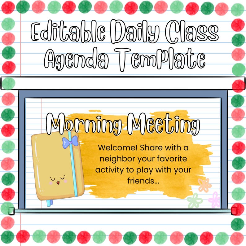 Editable Daily Class Agenda Template | Watercolor Teacher Slides ...