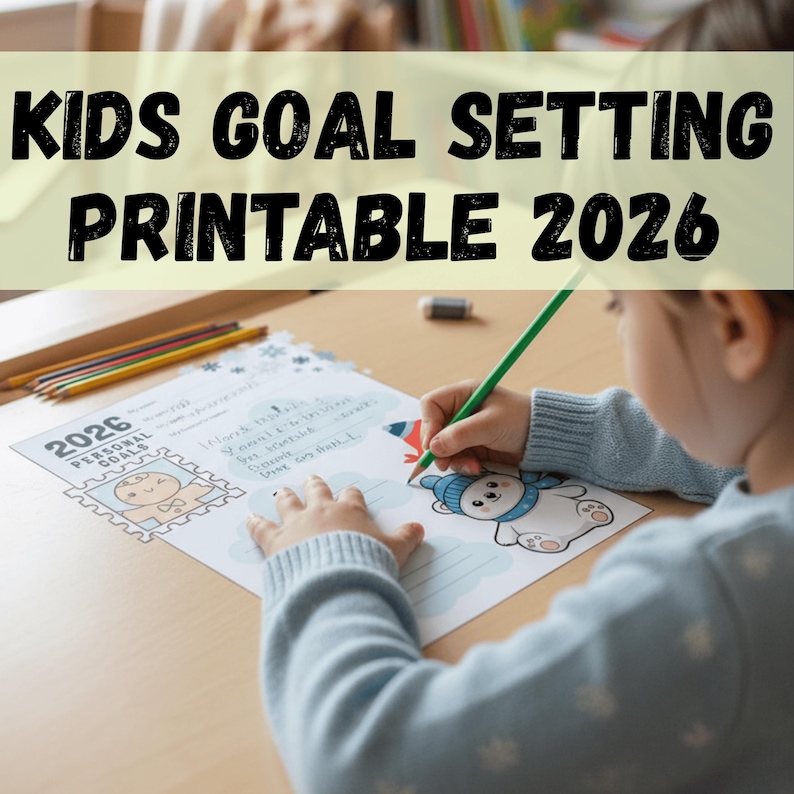 Kids Goal Setting Printable 2026 | Colorful Directions Page | Student ...