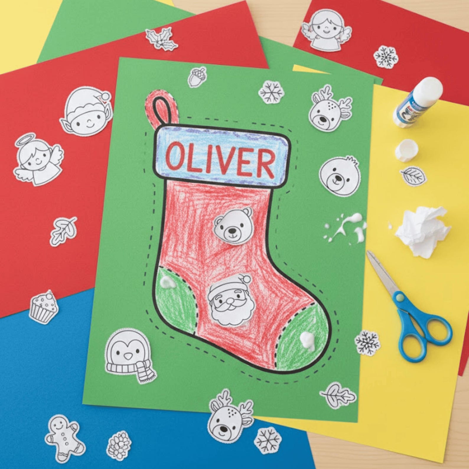 Printable Christmas Stocking Craft Template | Kids Holiday Craft | DIY ...