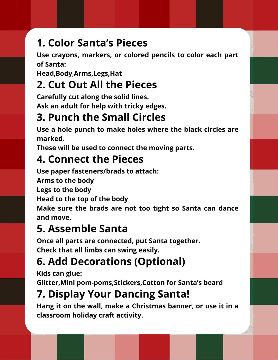 Dancing Santa Printable Craft for Kids | Christmas Cut & Color Activity ...