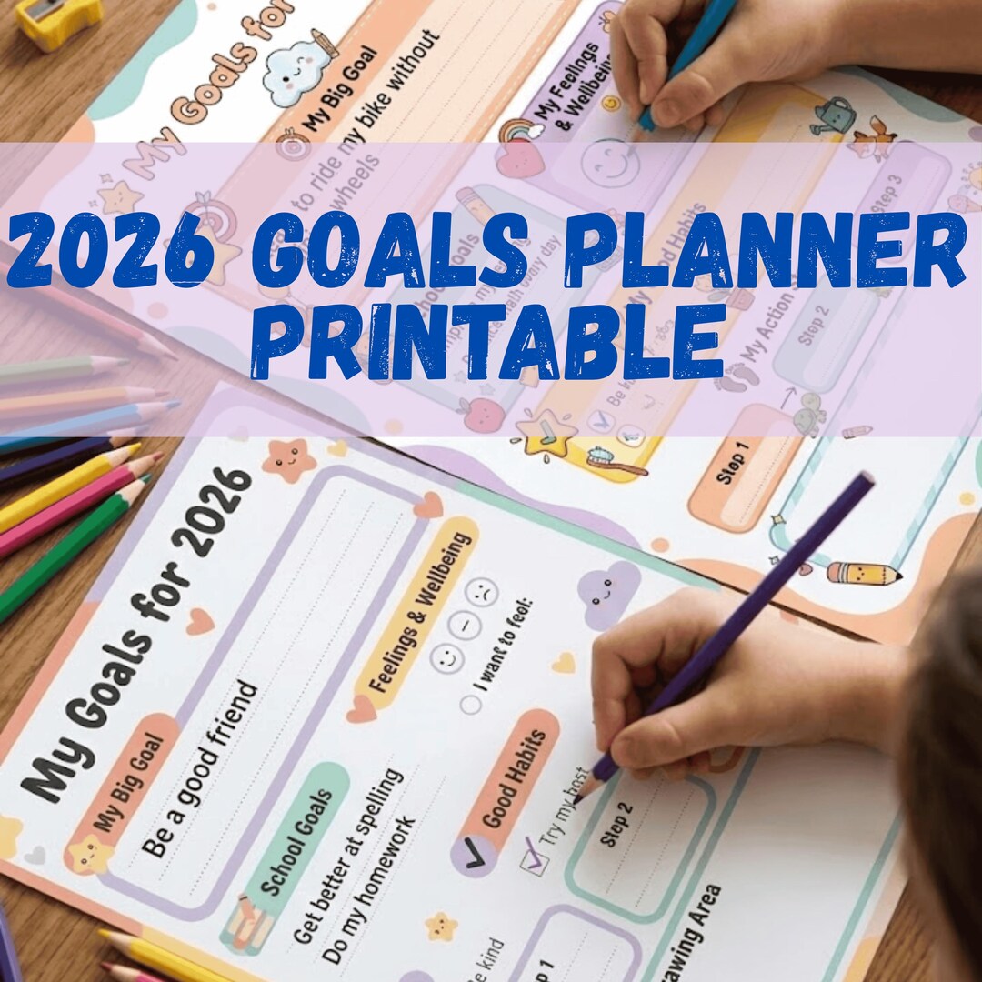 2026 Goals Planner Printable PDF | Vision Board Worksheet | New Year ...