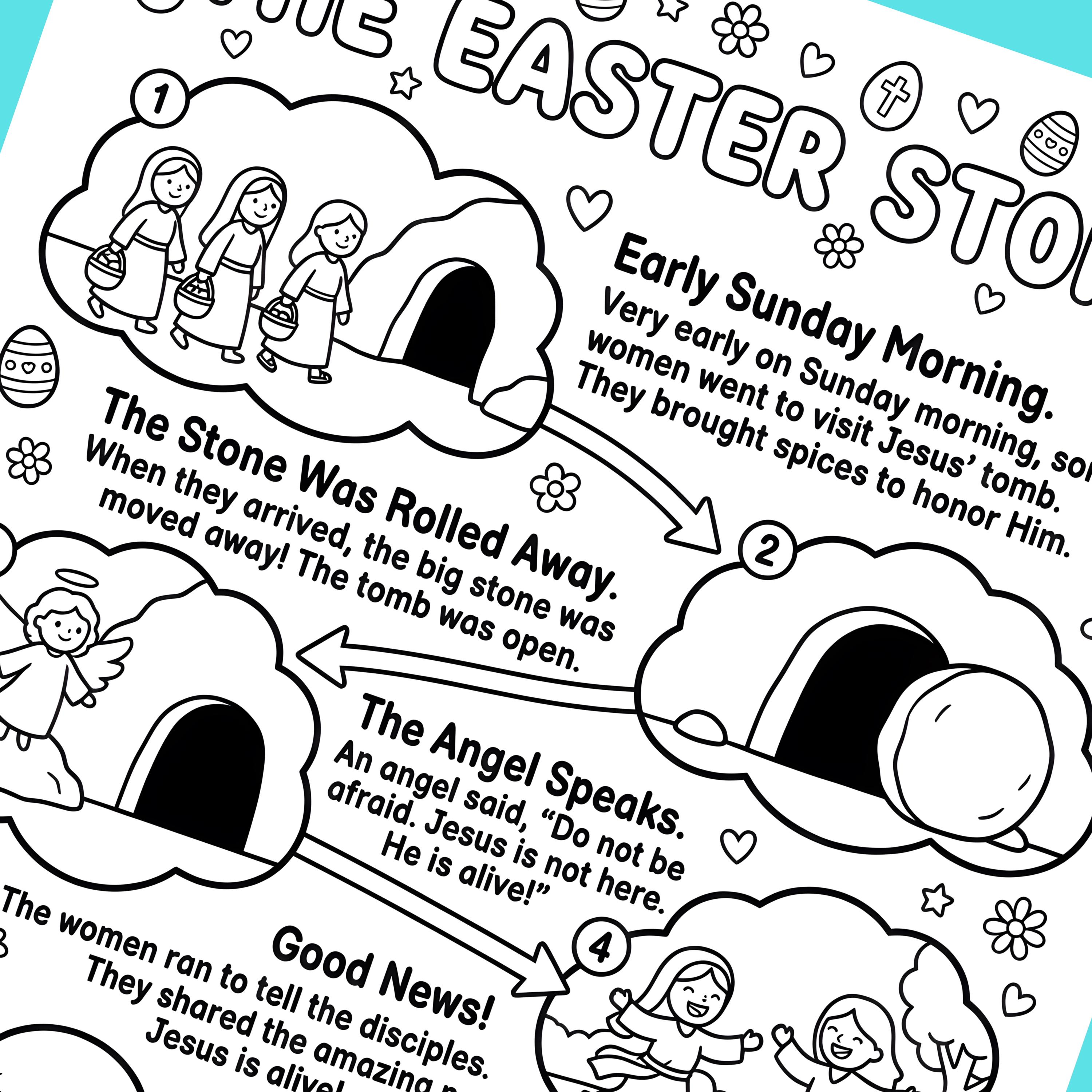 Printable Easter Story Coloring Page | Holy Week Timeline Worksheet ...