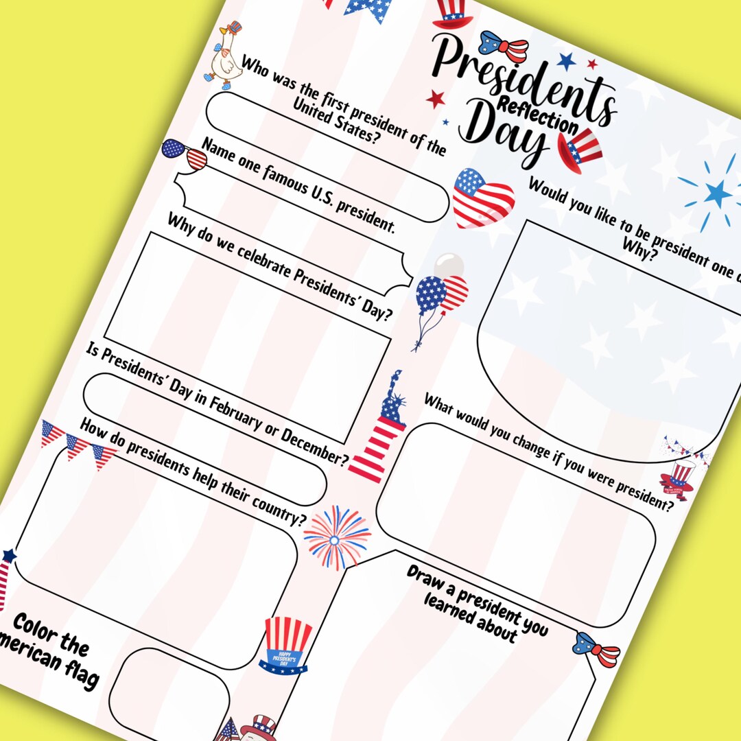 Presidents Day Printable for Kids |US History Reflection Worksheet ...