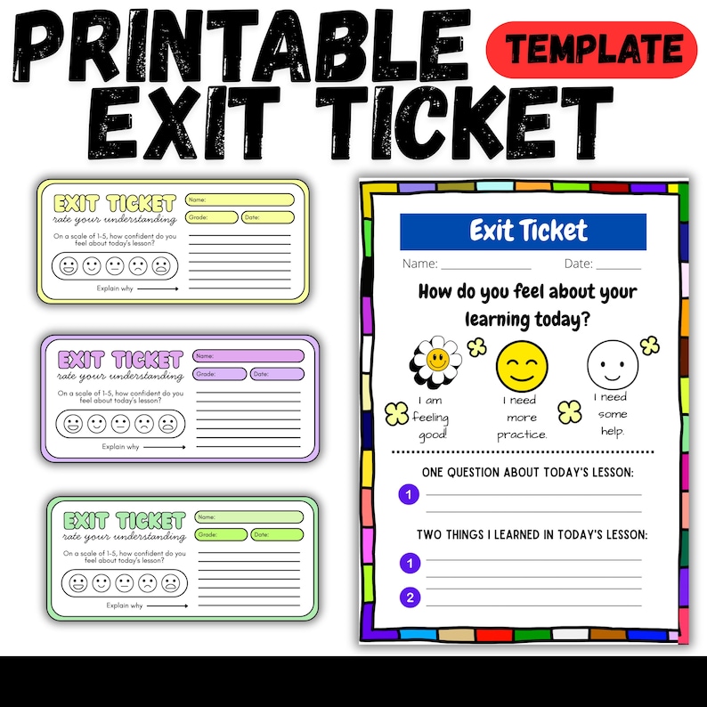Printable Exit Ticket Template for Teachers | Student Reflection ...