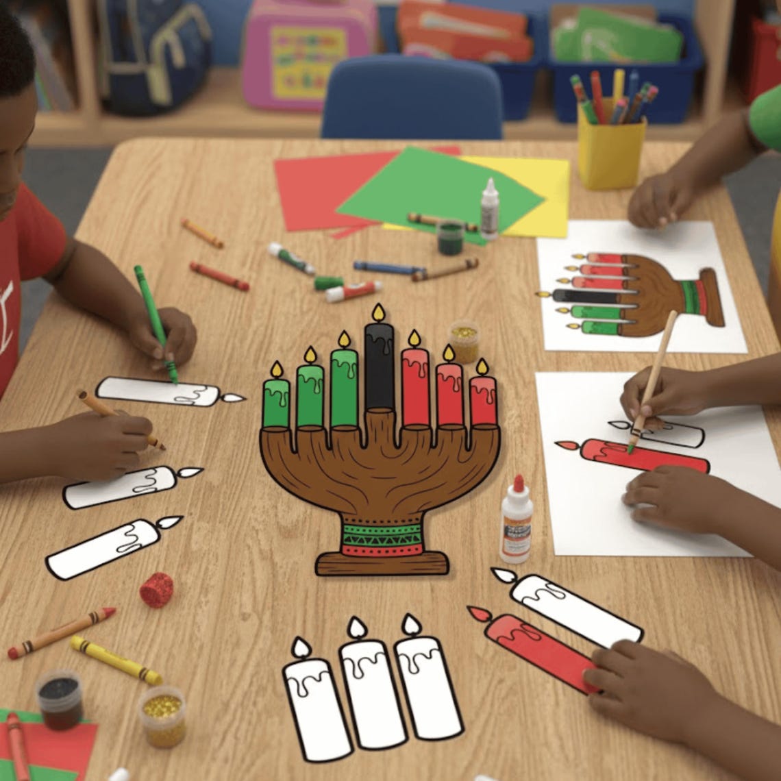 Kwanzaa Kinara Coloring Page & Kwanzaa Candles Printable | Cut and Glue ...