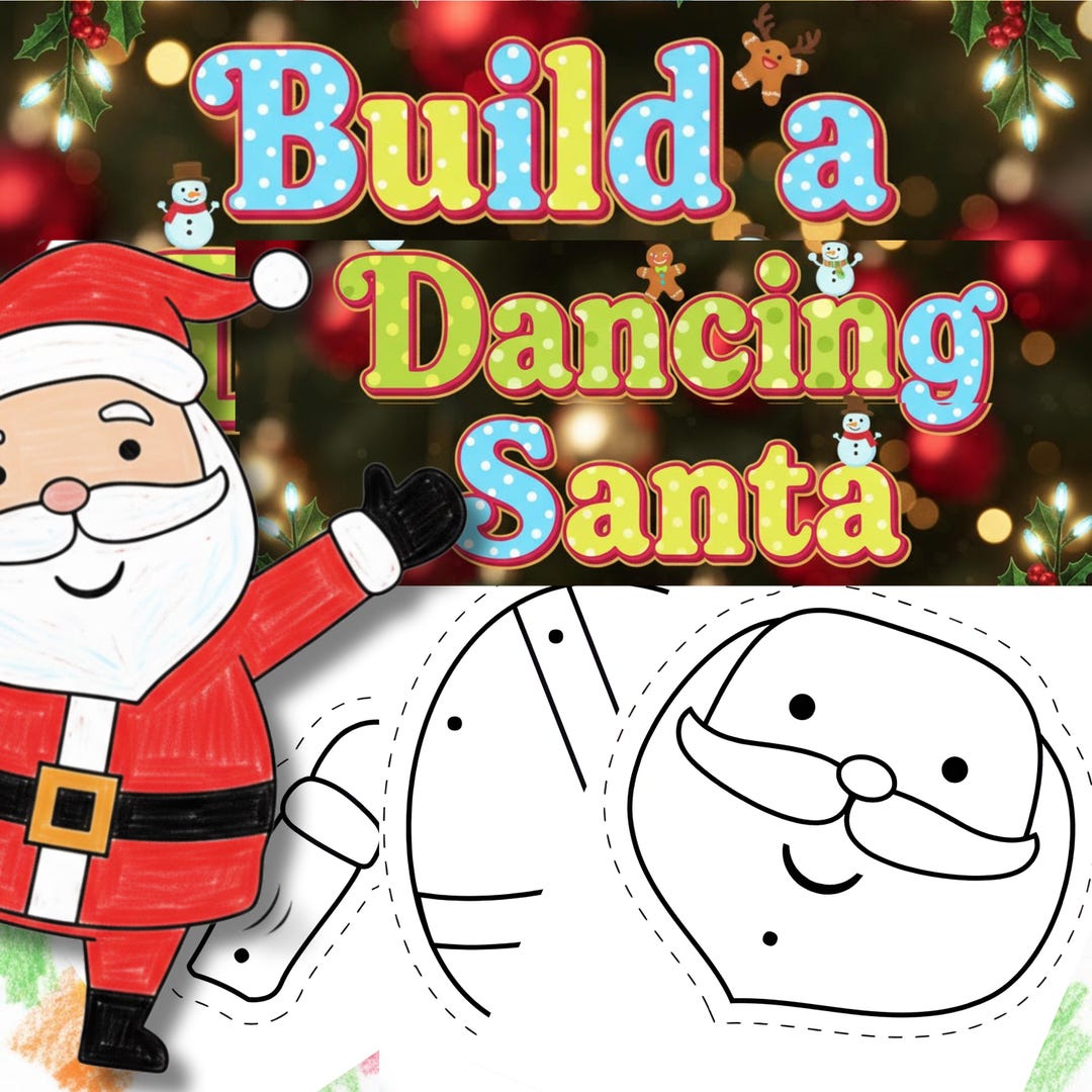 Dancing Santa Printable Craft for Kids | Christmas Cut & Color Activity ...