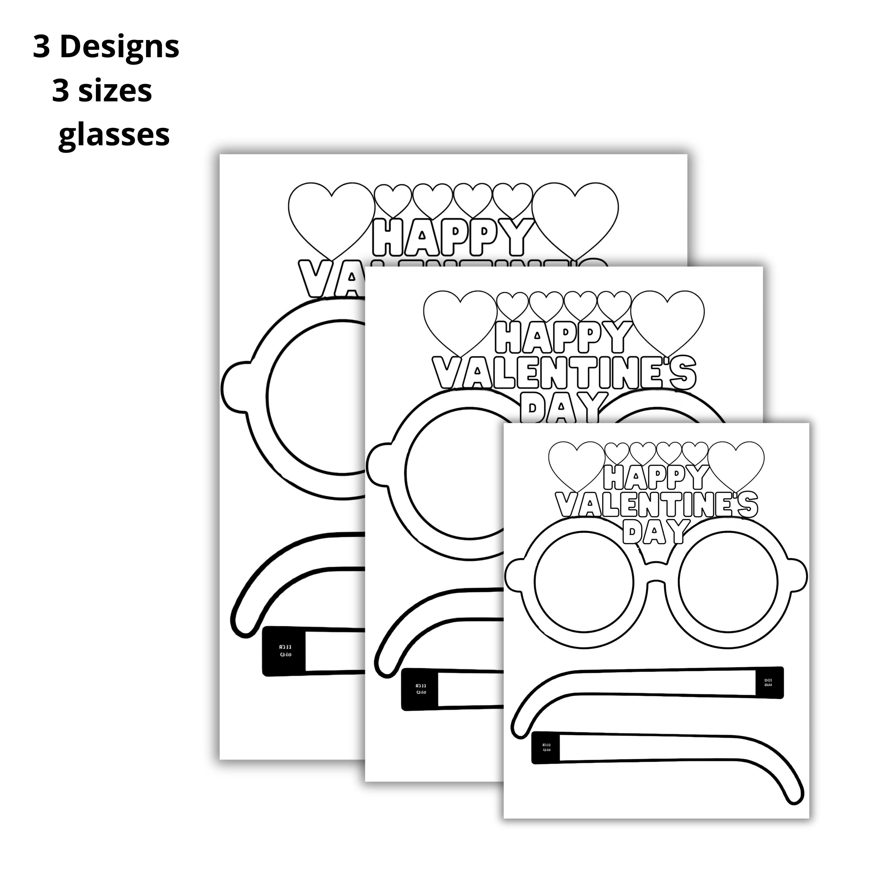 DIY Valentine’s Day Glasses Printable for Kids | Coloring Craft | Heart ...