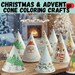 6 Page Christmas & Advent Coloring Cones | Printable 3D Holiday Crafts ...