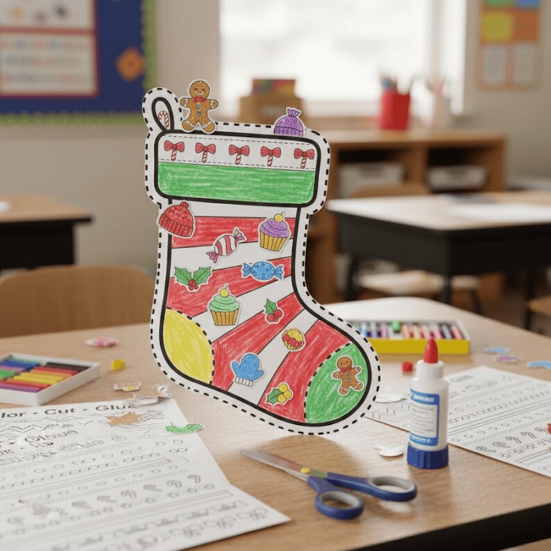 Printable Christmas Stocking Craft Template | Kids Holiday Craft | DIY ...