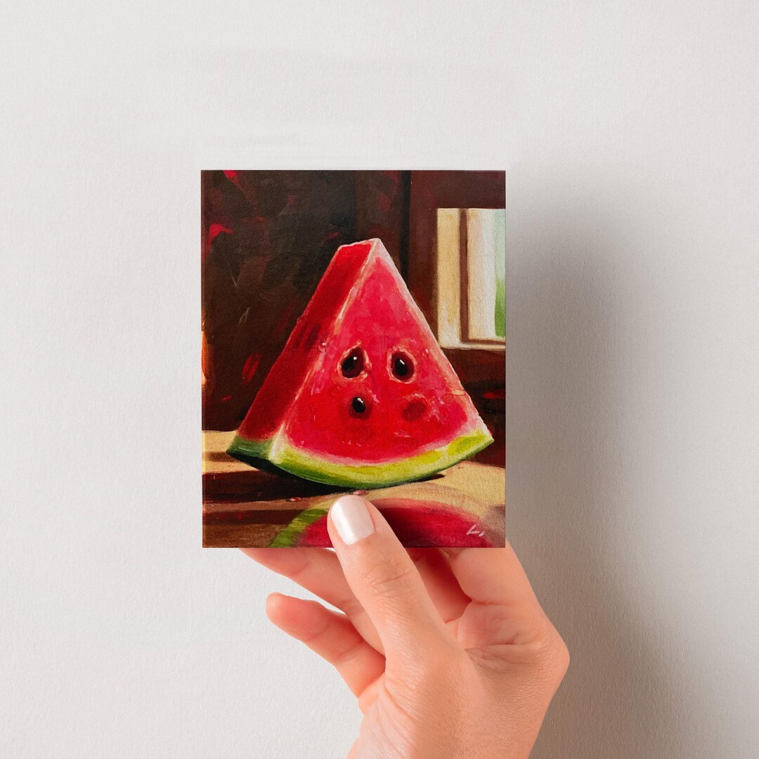 Watermelon Slice Still Life Painting: Original Signed Foodie Artwork ...