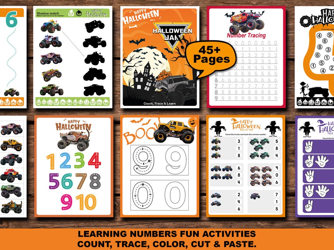 Halloween Monster Jam Numbers Activity Book,halloween Busy Book ...