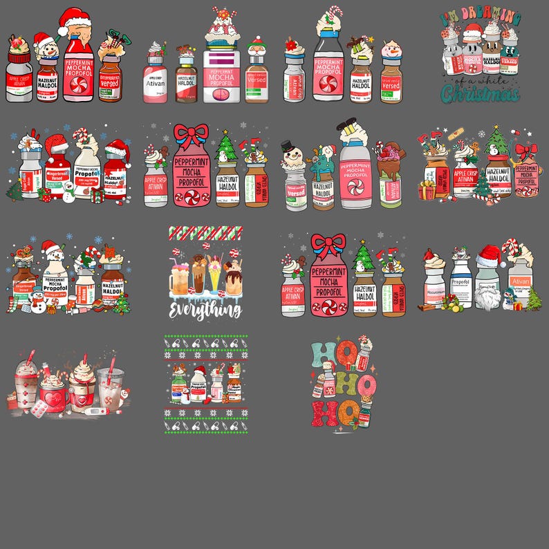 Peppermint Mocha Nurse Christmas PNG – Funny Er Icu Rn Holiday Humor ...