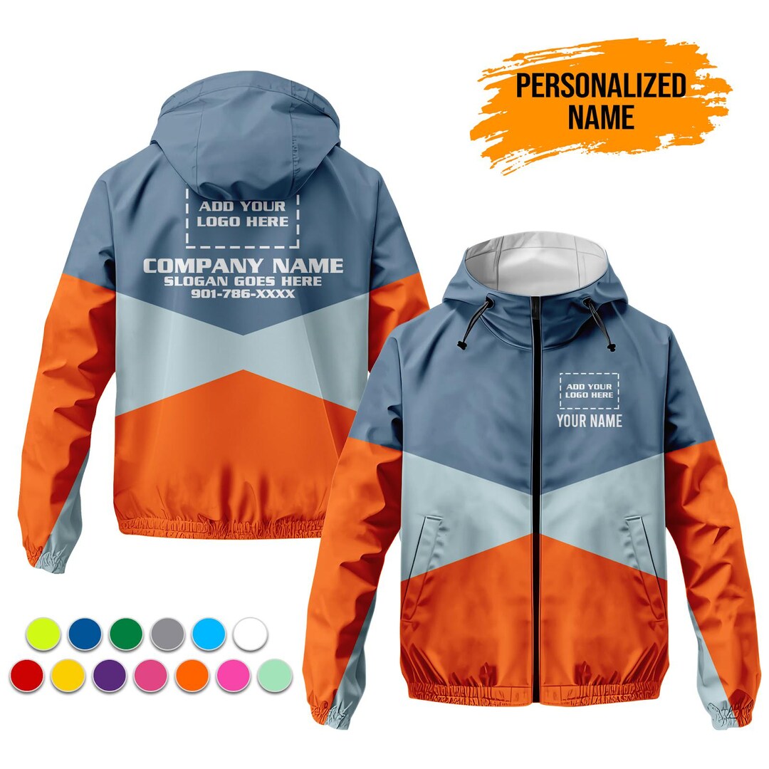 Custom Color Basic Windbreaker Jacket: Personalized Name 3D Printed ...
